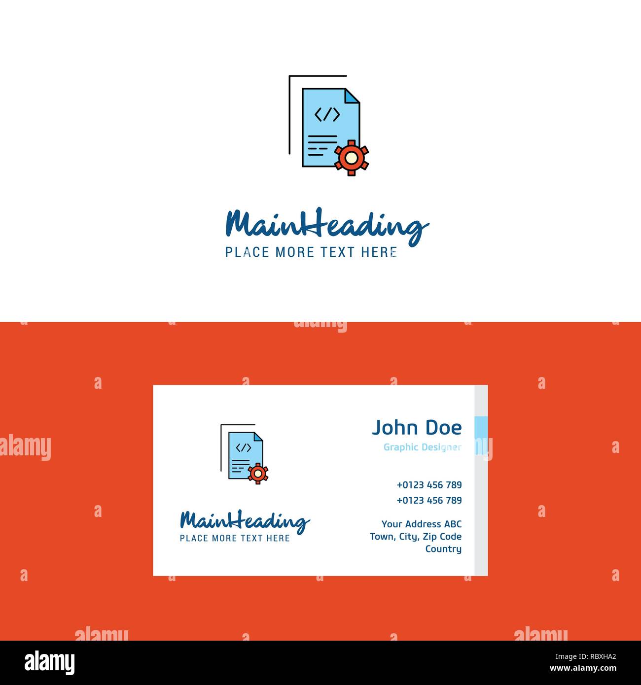 Flat Coding Logo and Visiting Card Template. Busienss Concept Logo ...