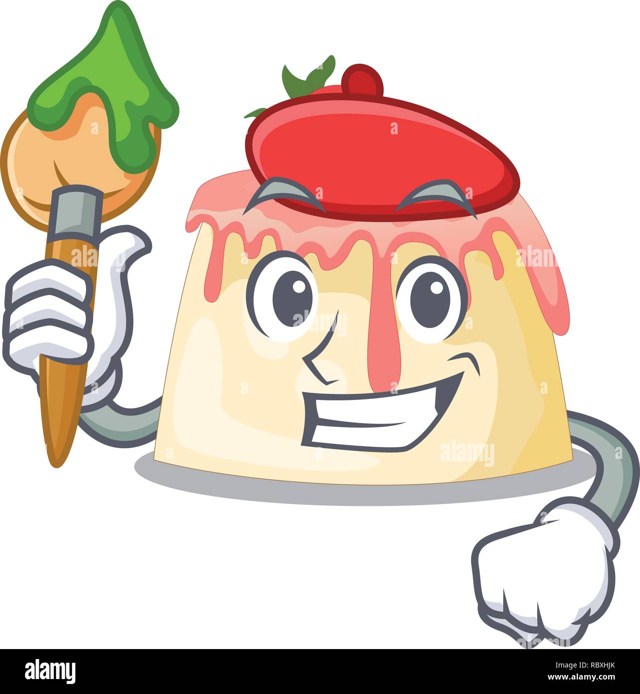 Artist Strawberry pudding in wooden cartoon bowl Stock Vector Image ...