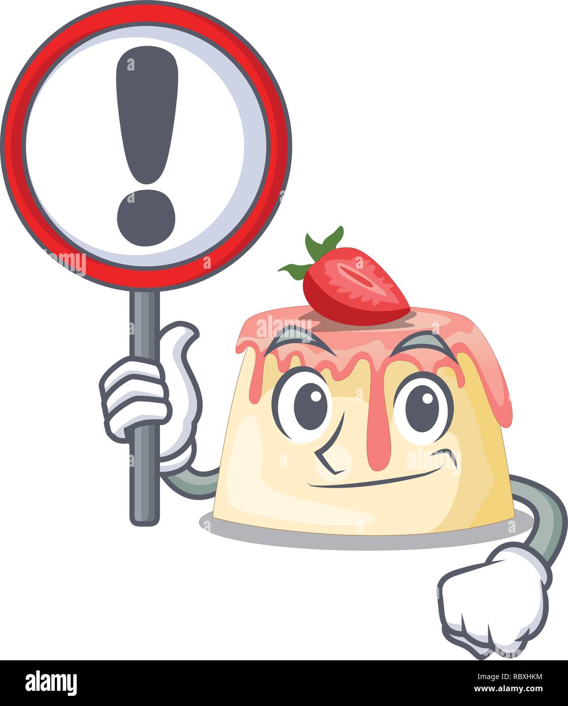With sign Strawberry pudding in wooden cartoon bowl Stock Vector Image ...
