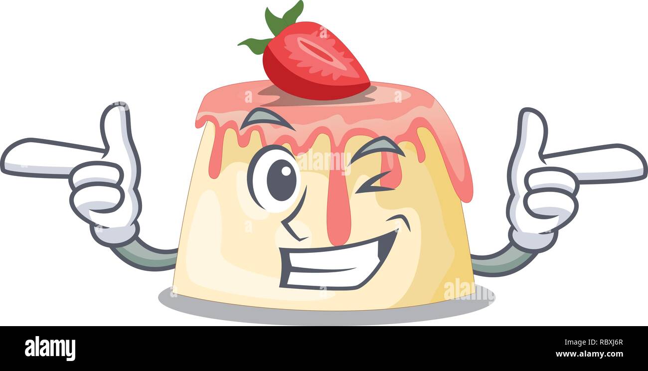 Wink Strawberry pudding on wooden cartoon table Stock Vector Image ...