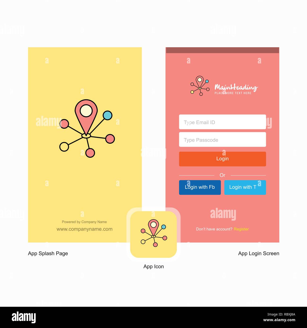 Company Map pointer Splash Screen and Login Page design with Logo ...