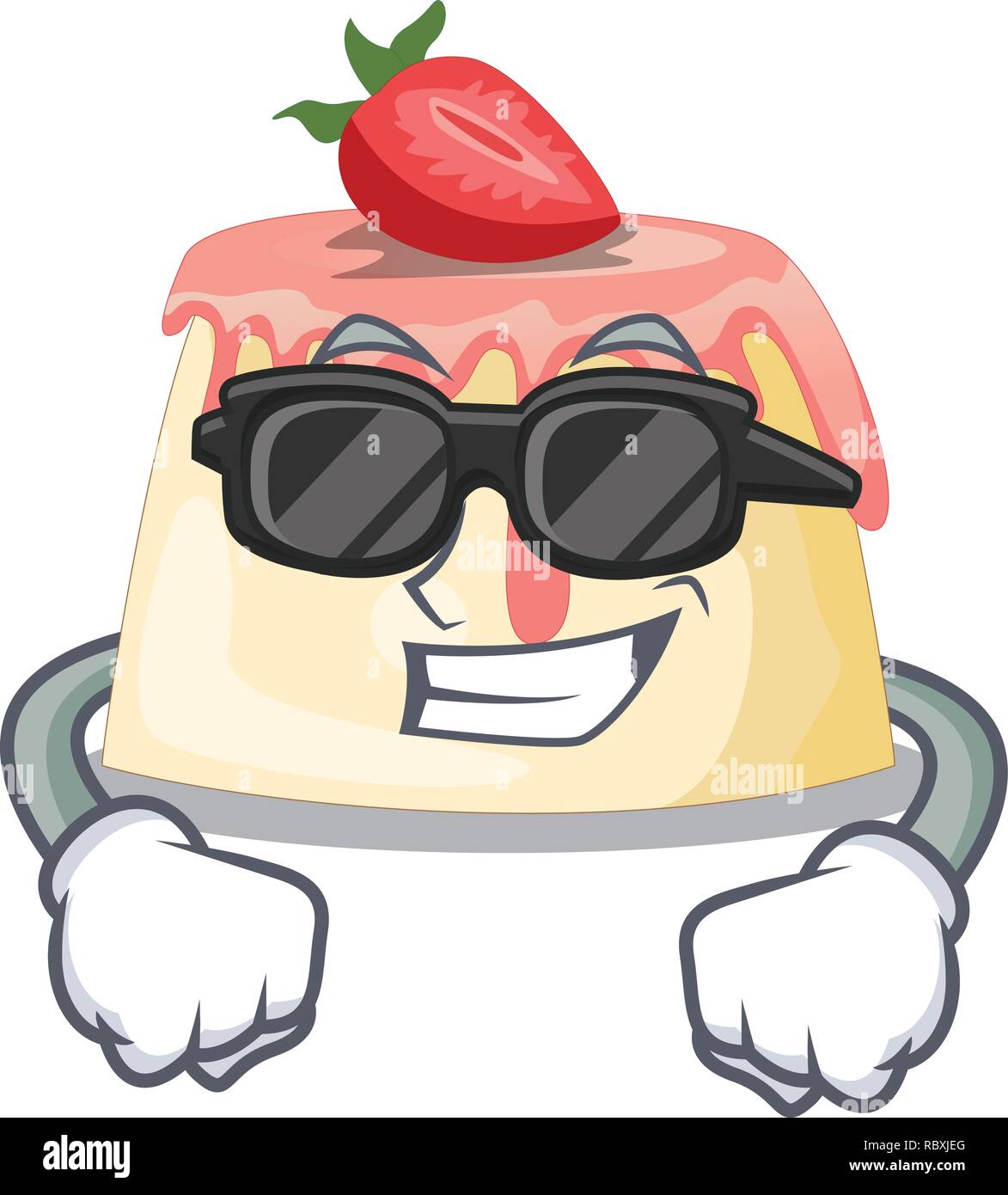 Super cool Strawberry pudding on wooden cartoon table Stock Vector ...