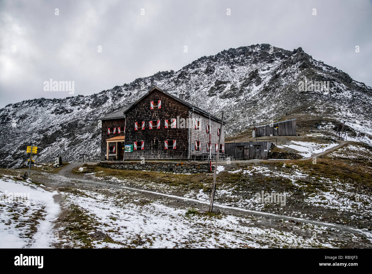 The Glora Hut mountain refuge in the Hohe Tauern mountains near the ...