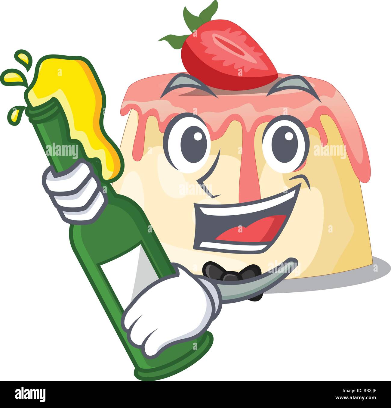 With beer Strawberry pudding served on mascot plate Stock Vector Image ...