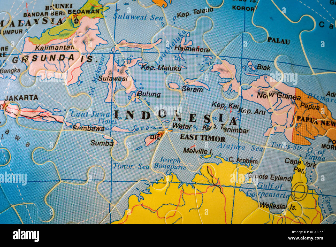 Puzzle map of Indonesia Stock Photo - Alamy
