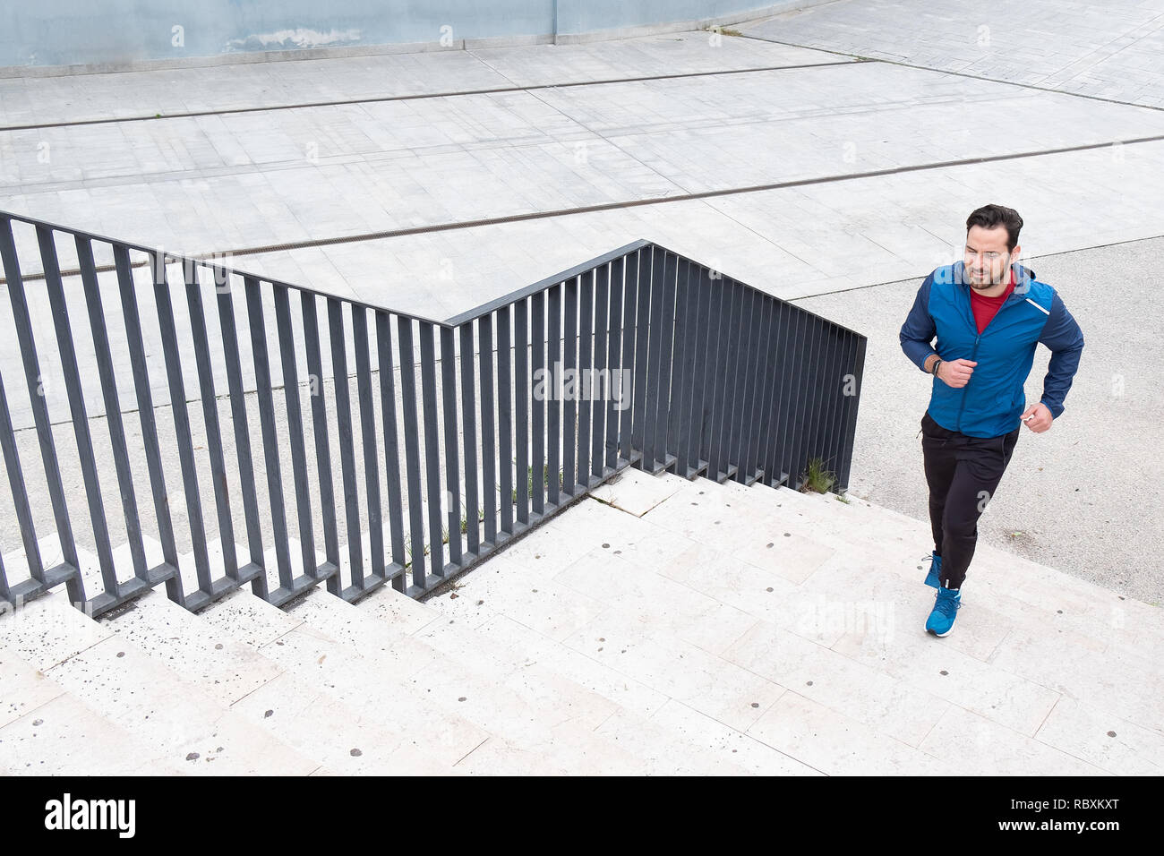 Healthy man running steps hi-res stock photography and images - Alamy