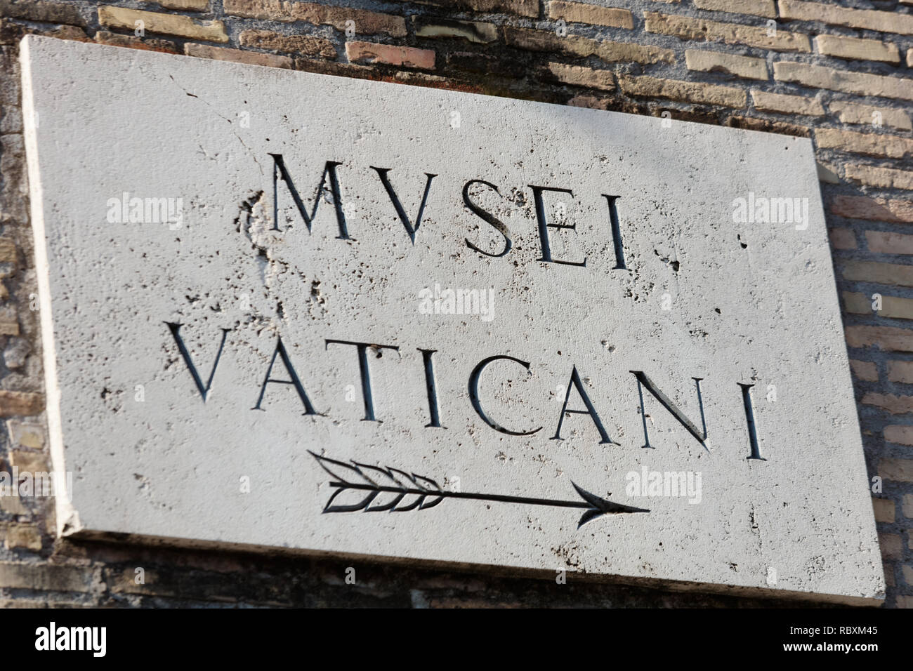 Rome, Italy - August 17, 2018: Sign of Vatican Museums on the walls of ...