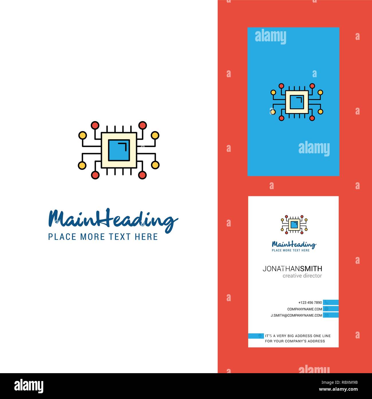 Processor Creative Logo and business card. vertical Design Vector Stock ...