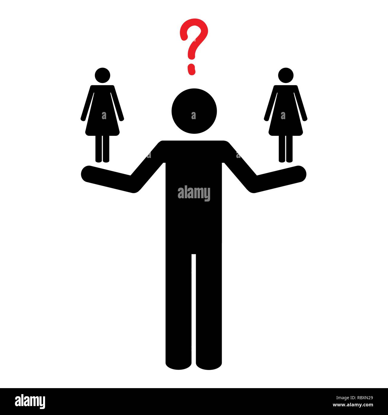 Man Can Not Decide Between Two Women Pictogram Vector Illustration Eps10 Stock Vector Image