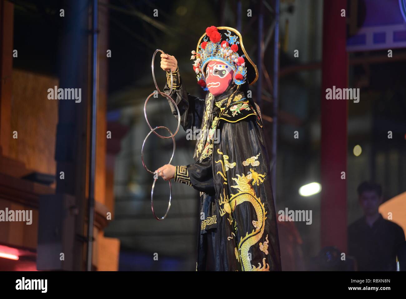 The man actor with mask changing dance show in Chinese New year ...