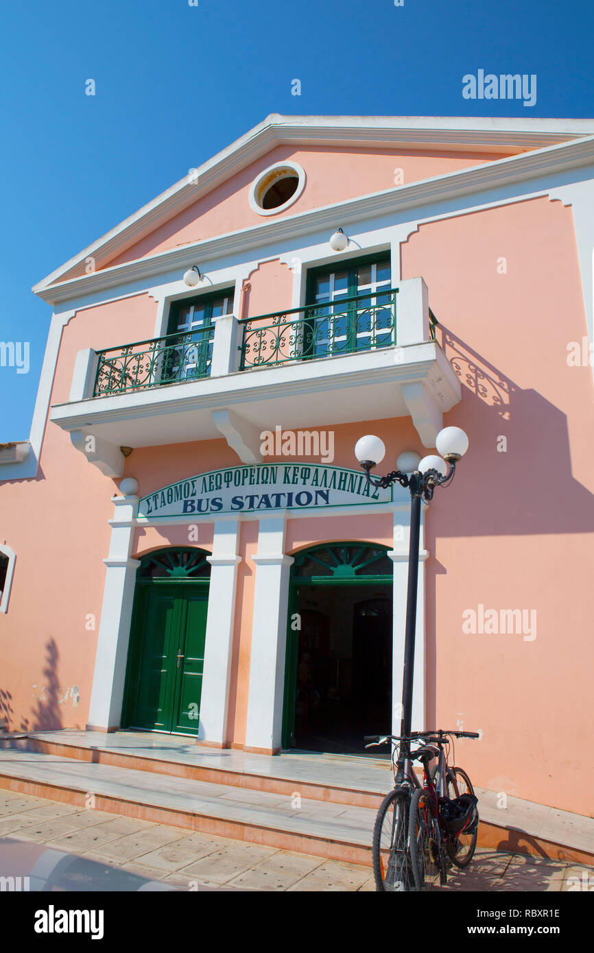 Bus station building at Argostoli, Kefalonia, Greece Stock Photo - Alamy