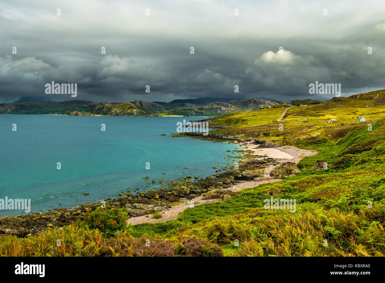 Scenic Coastal Landscape With White Beach And Green Ocean Water In ...