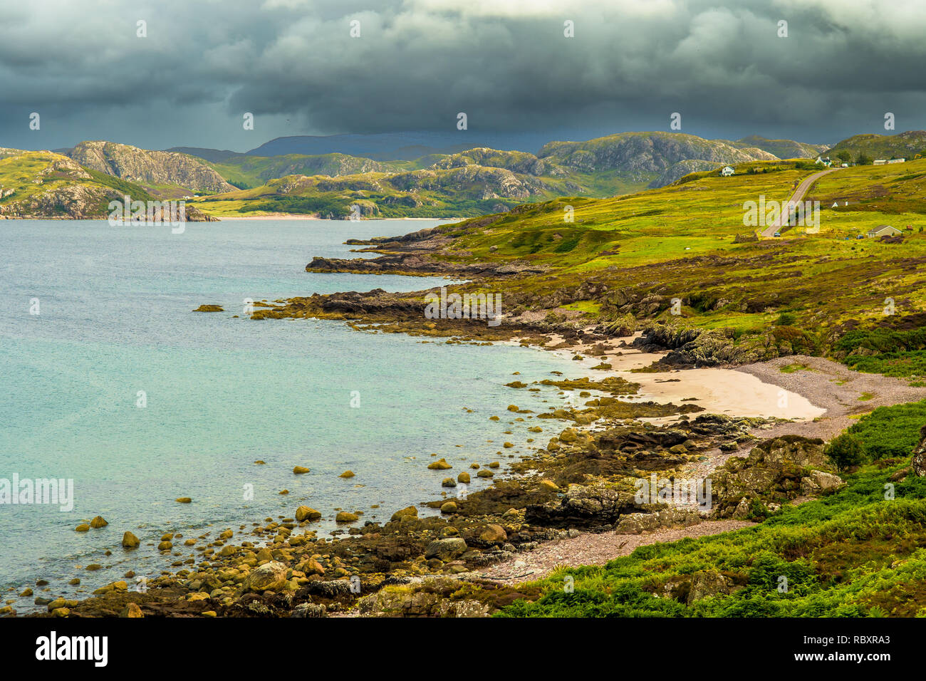 Scenic Coastal Landscape With White Beach And Green Ocean Water In ...