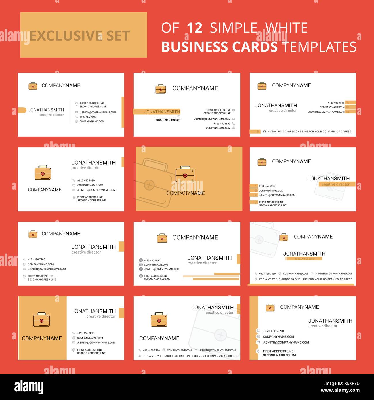 Set of 12 First aid box Creative Busienss Card Template. Editable ...