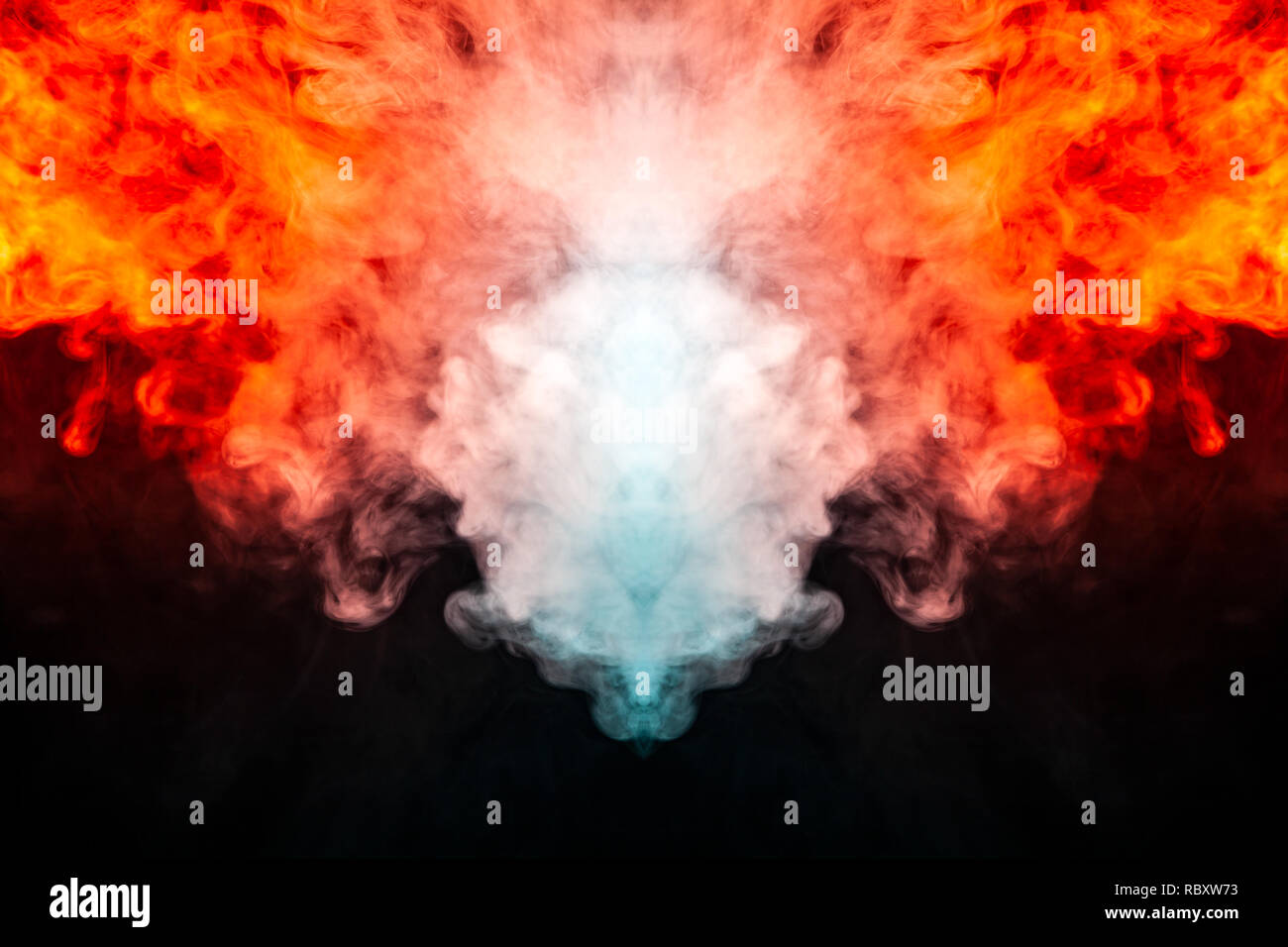 Waving, translucent smoke, illuminated by light against a dark ...