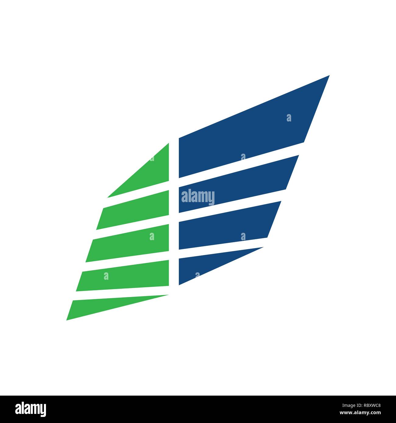 Wing Panel Block Business Blue Green Vector Symbol Graphic Logo Design ...