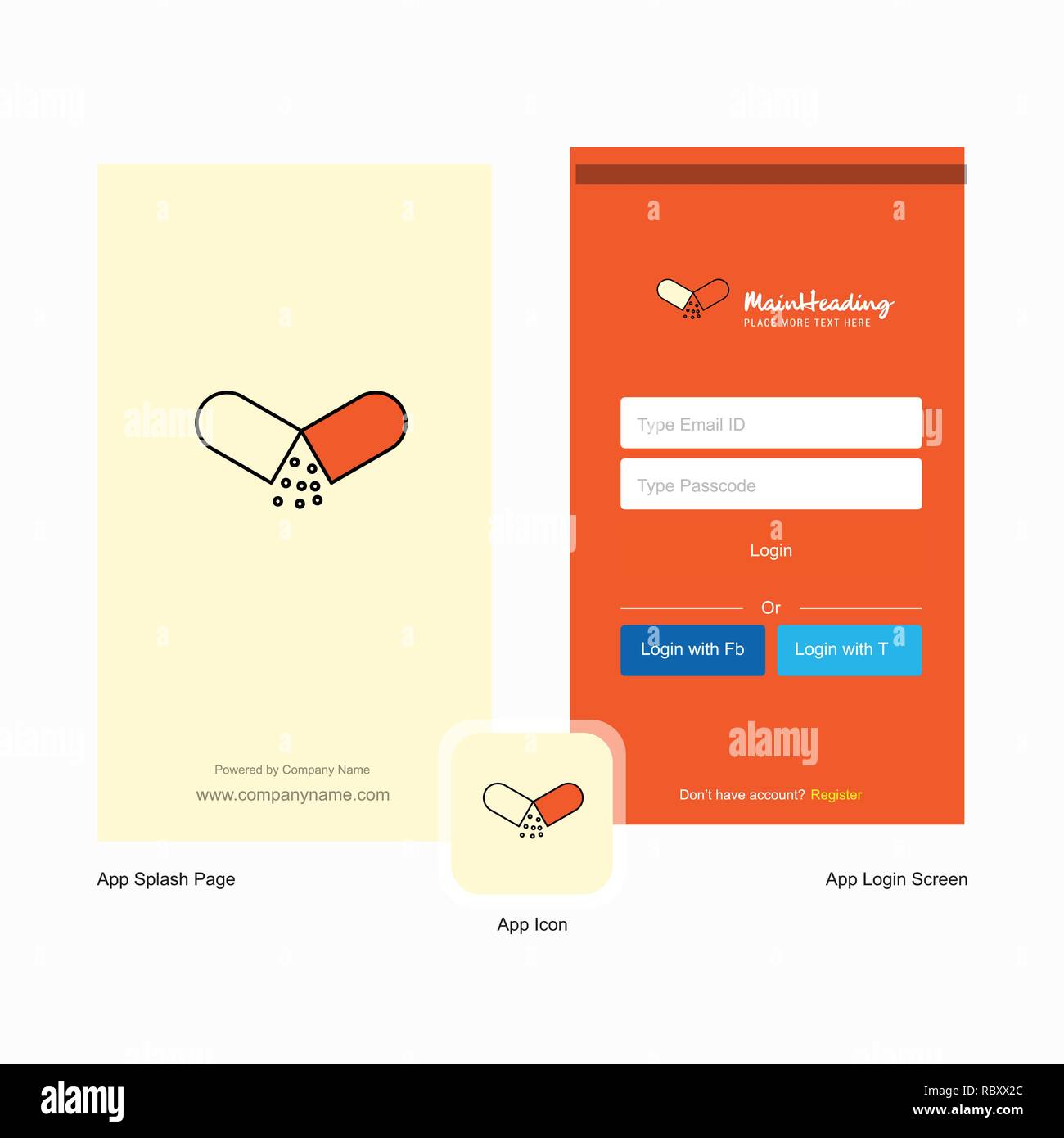 Company Medicine Splash Screen and Login Page design with Logo template ...