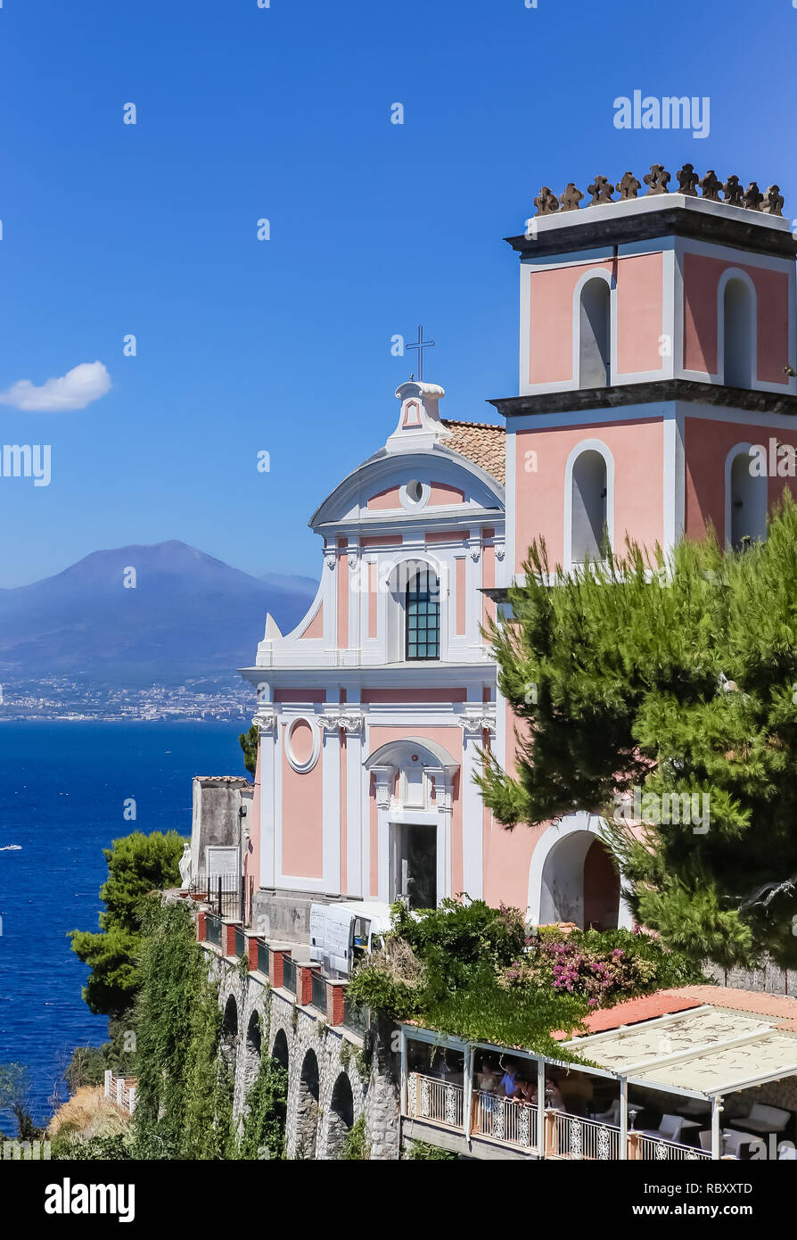 Vico Equense. Italy. La chiesa di Santissima Annunziata, the volcano ...