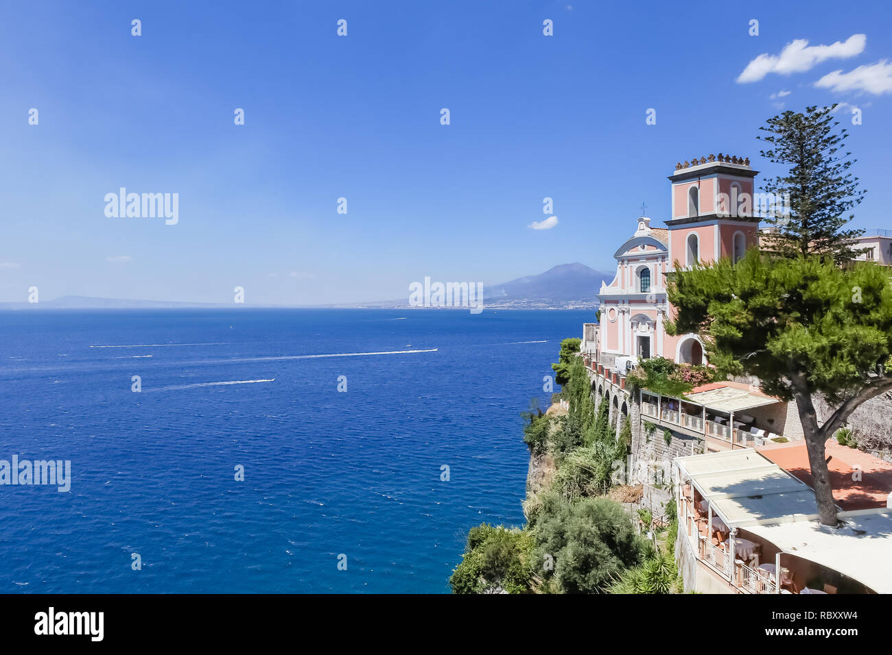 Vico Equense. Italy. La chiesa di Santissima Annunziata, the volcano ...