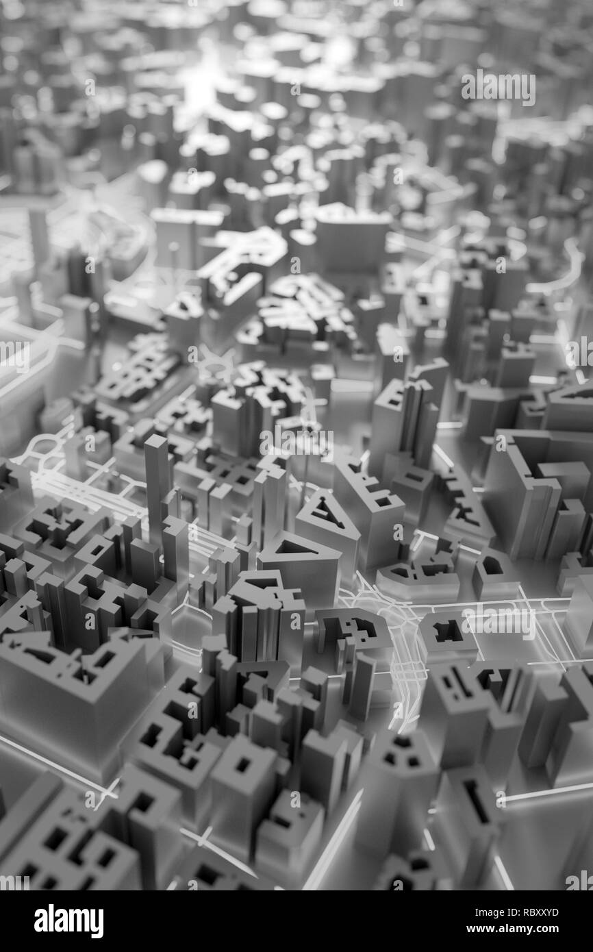 Futuristic city very high tech. Black and White Stock Photos & Images ...