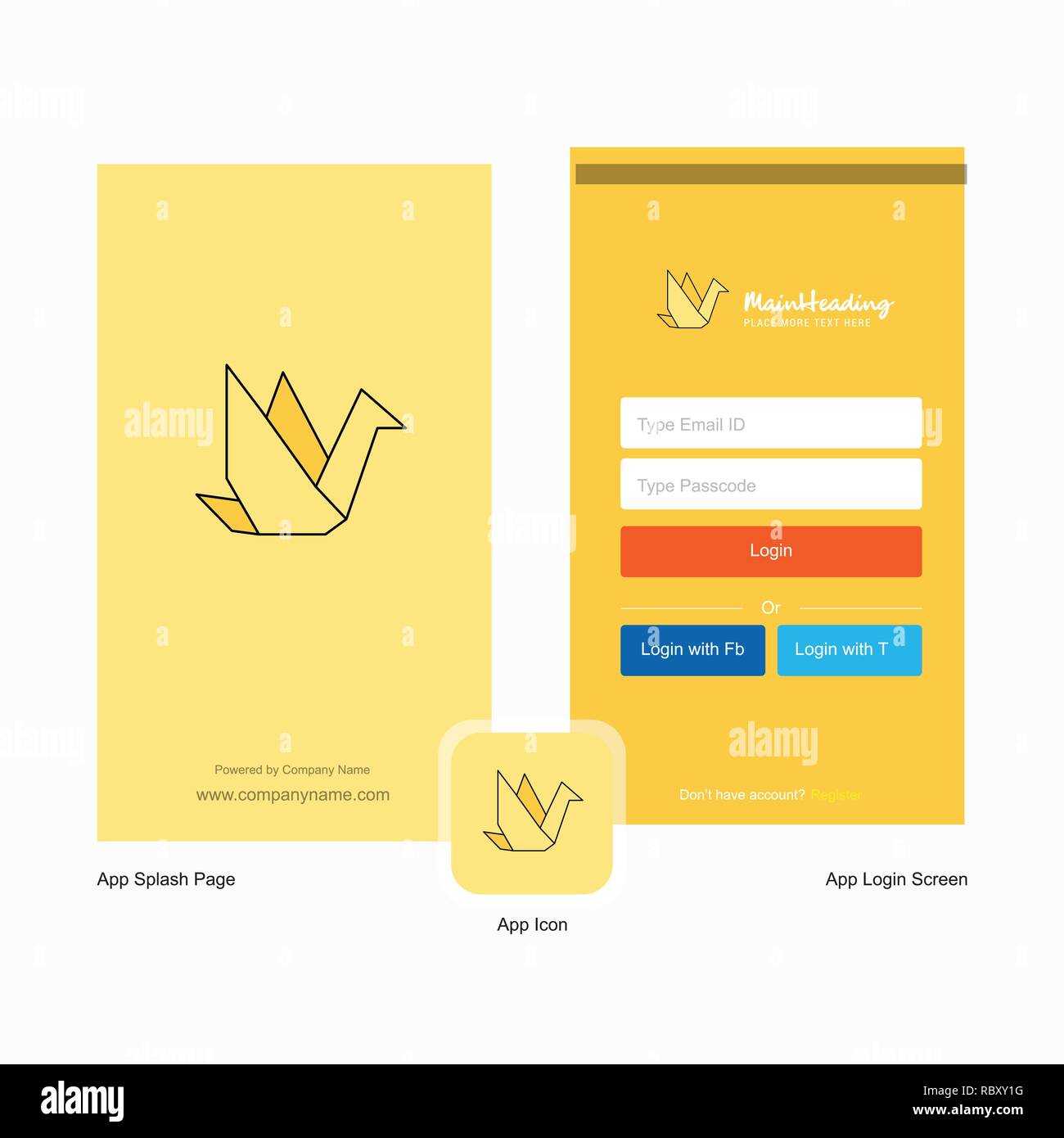 Company Bird Splash Screen and Login Page design with Logo template ...