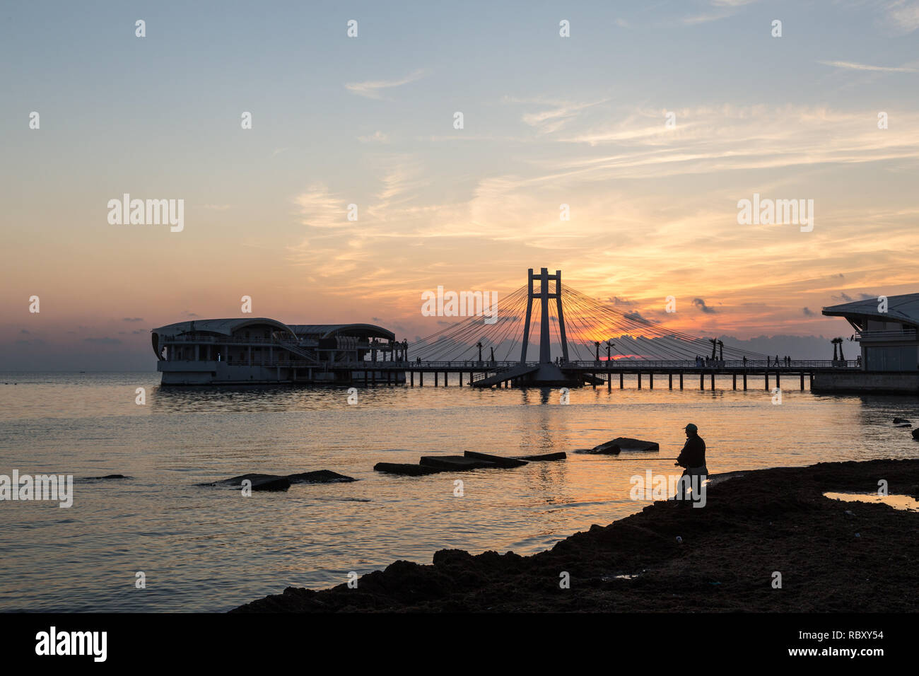 Sunset in Durres, Albania Stock Photo - Alamy