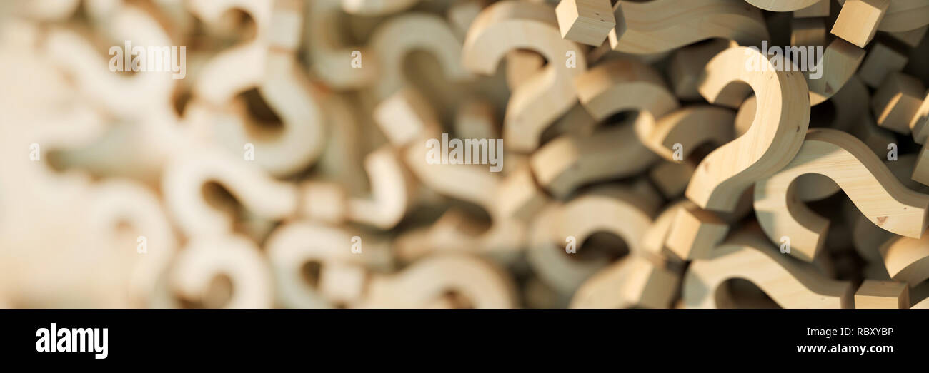 Infinite wooden question marks, original 3d rendering Stock Photo - Alamy