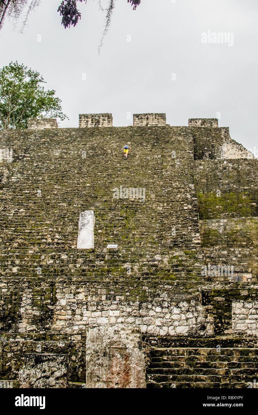 Tourist climbing mayan pyramid hi-res stock photography and images - Alamy