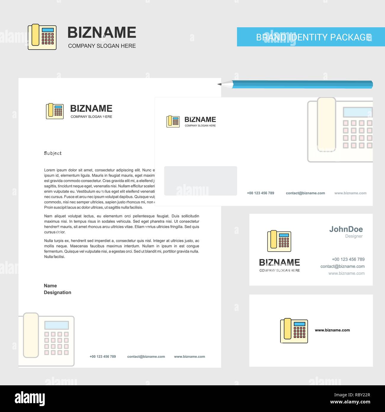 Telephone Business Letterhead, Envelope and visiting Card Design vector ...