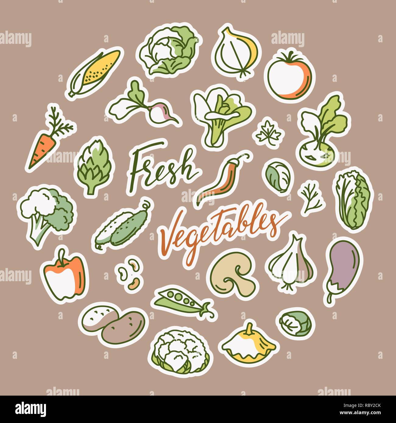 Vector illustration of vegetable with a place for text Stock Vector ...