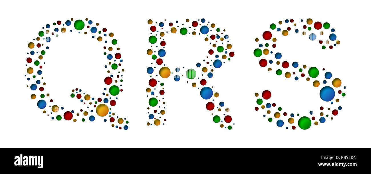 Dotted letters of the alphabet Q R S. Vector illustration. Colorful ...