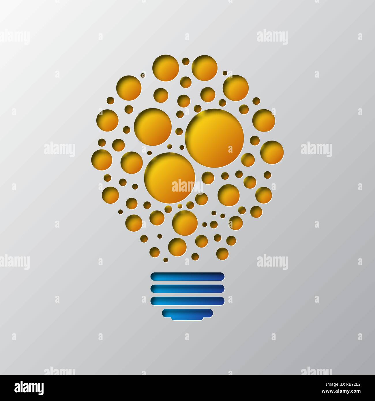 Paper art of the yellow light bulb isolated. Vector illustration. Light ...