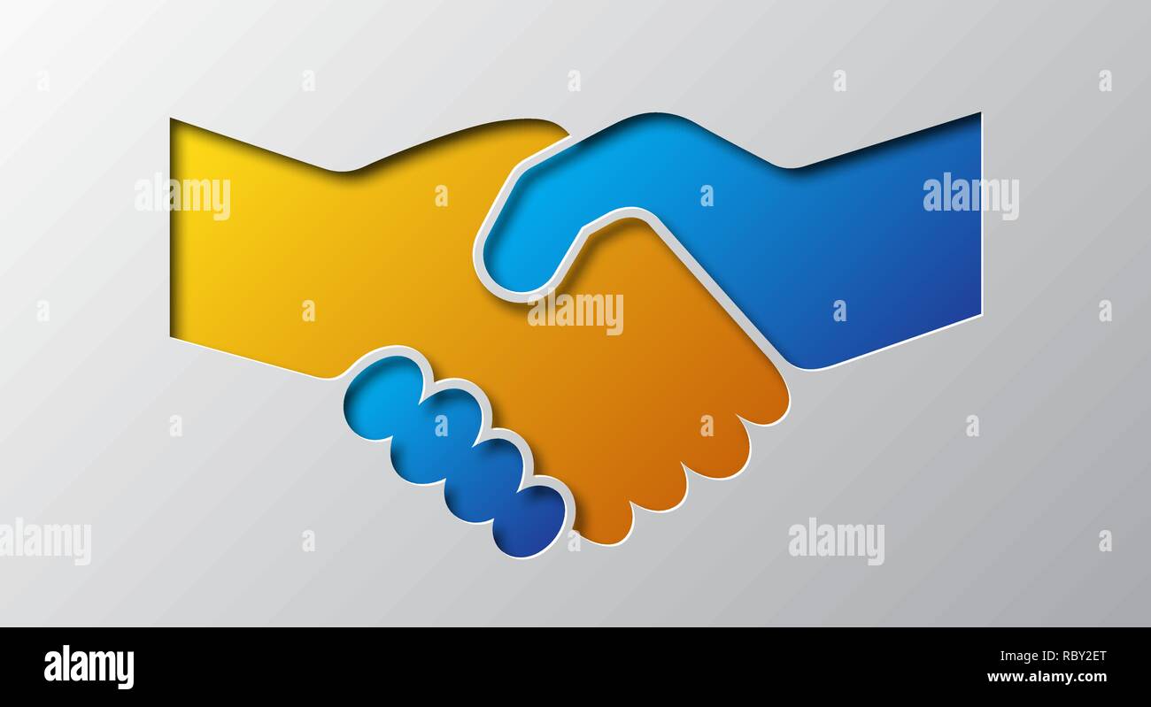 Paper art of the handshake isolated. Vector illustration. Handshake ...