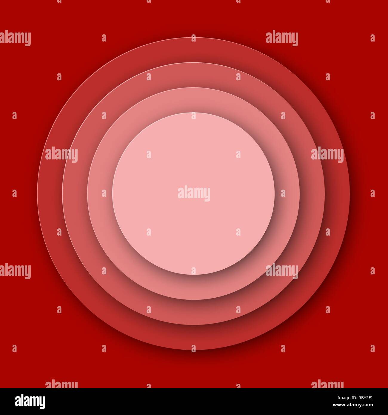 Red paper art circle background with layers. Vector illustration ...