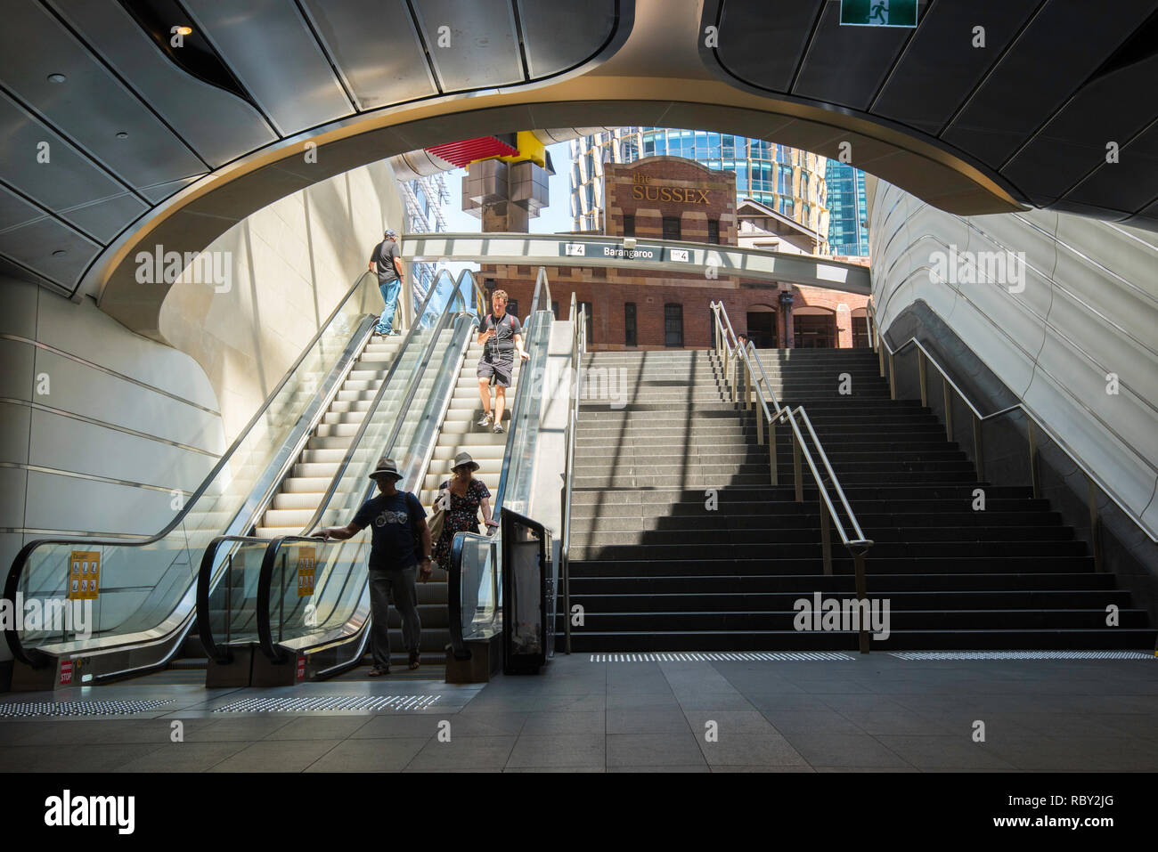 The western end of the Wynyard Tunnel, a pedestrian tunnel that ...