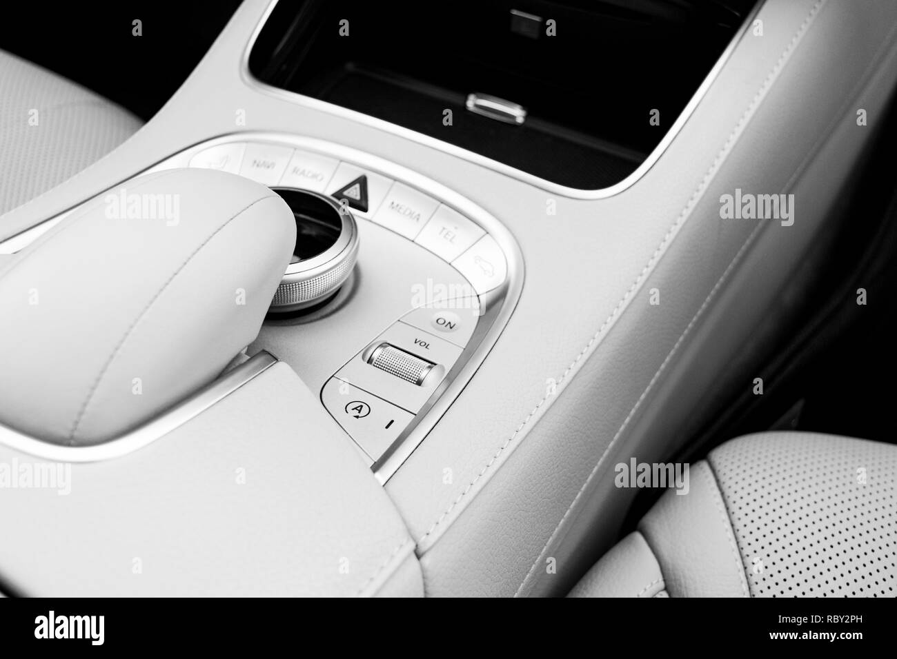 Media volume and navigation control buttons of a Modern car. Car ...