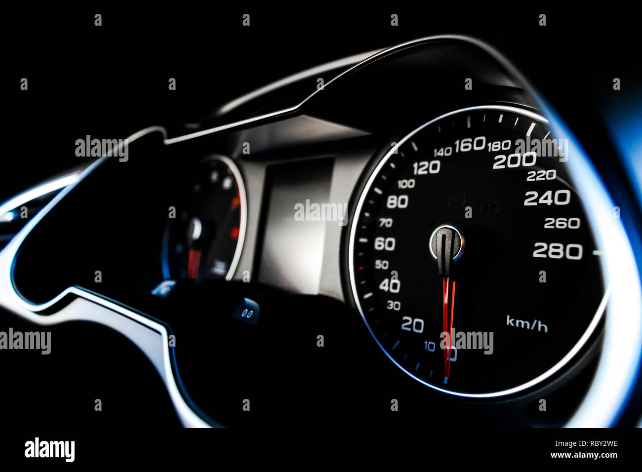 Close up shot of a speedometer in a car. Car dashboard. Dashboard ...