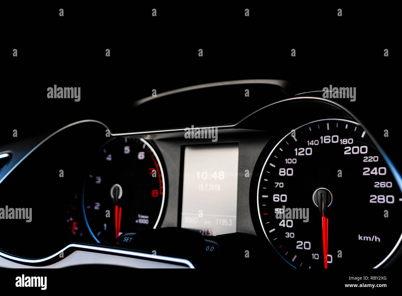 Close up shot of a speedometer in a car. Car dashboard. Dashboard ...