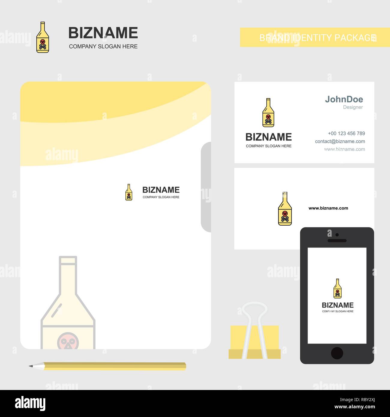 Drink bottle Business Logo, File Cover Visiting Card and Mobile App ...
