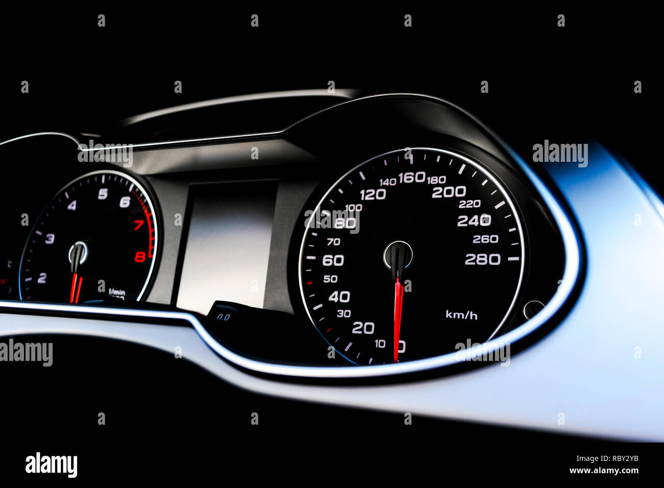 Close up shot of a speedometer in a car. Car dashboard. Dashboard ...