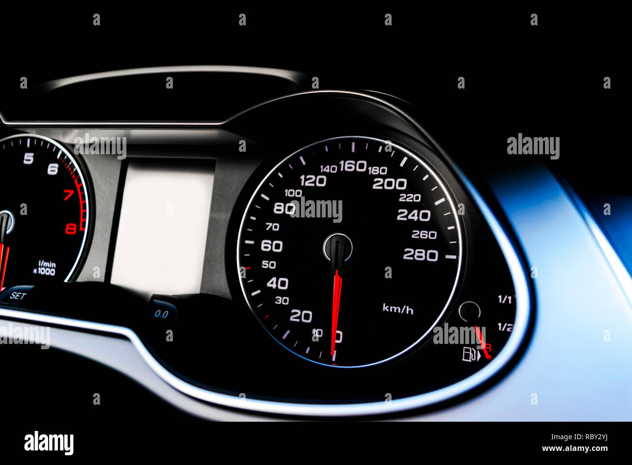 Close up shot of a speedometer in a car. Car dashboard. Dashboard ...