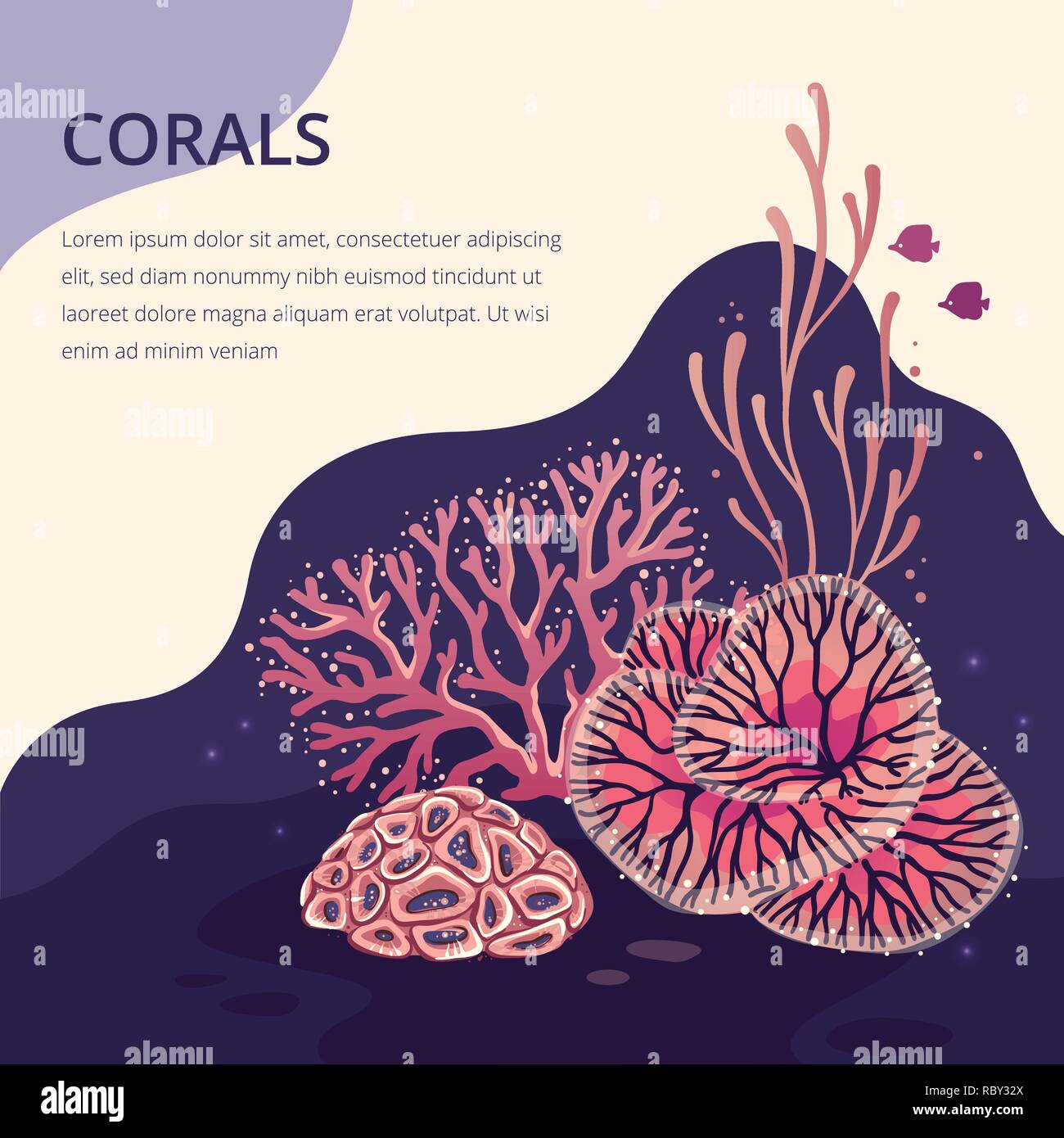 Cartoon illustration sea plant coral hi-res stock photography and ...
