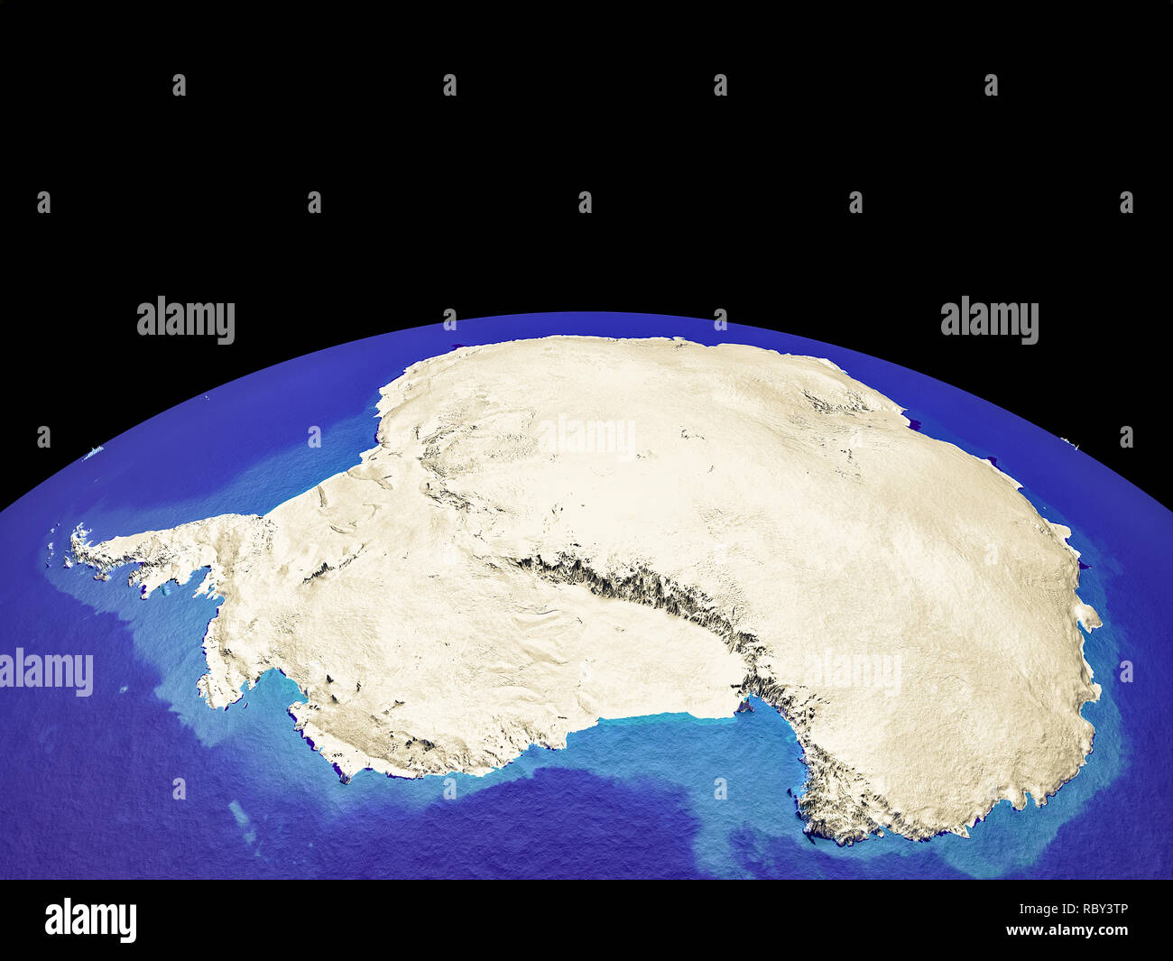 Antarctica from space on planet Earth with country borders. Detailed ...