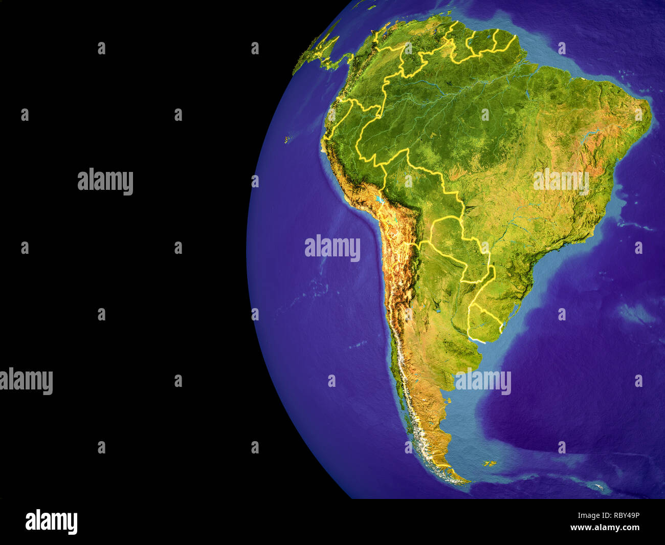 South america map satellite hi-res stock photography and images - Alamy