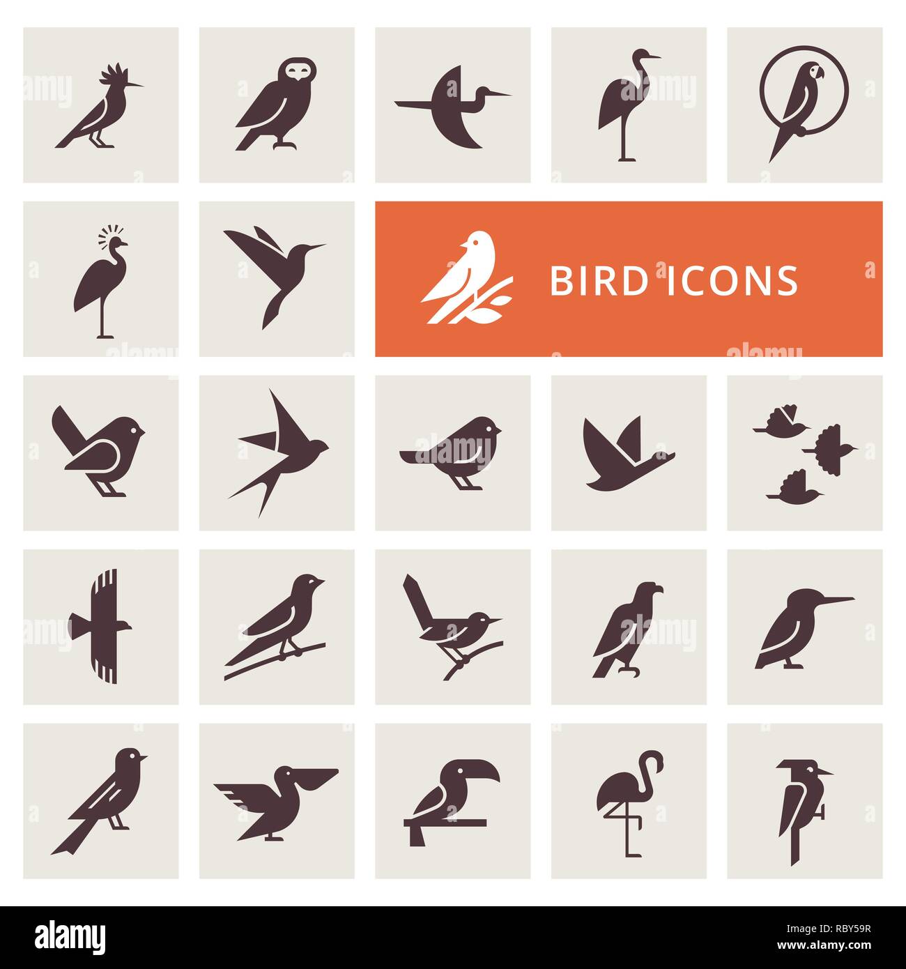 Birds icon set Stock Vector Image & Art - Alamy