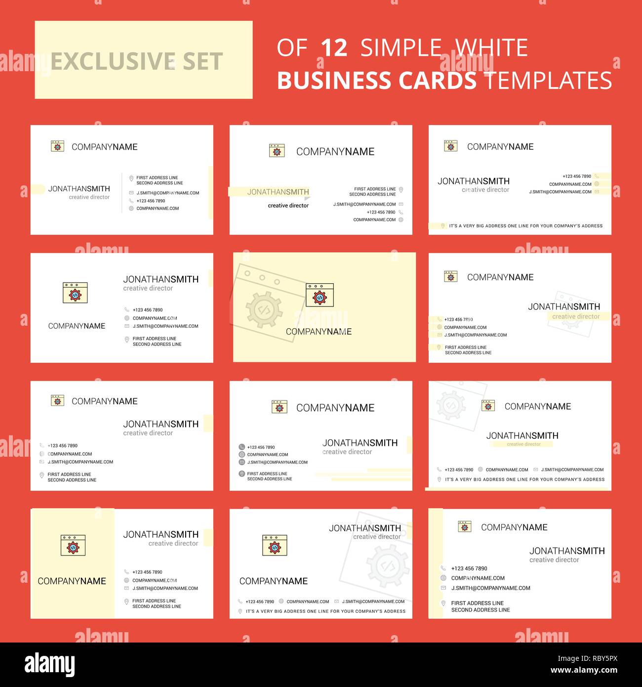 Set of 12 Website programming Creative Busienss Card Template. Editable ...