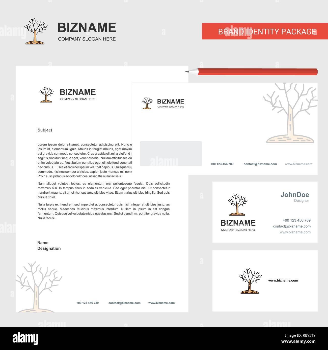 Tree Business Letterhead, Envelope and visiting Card Design vector ...
