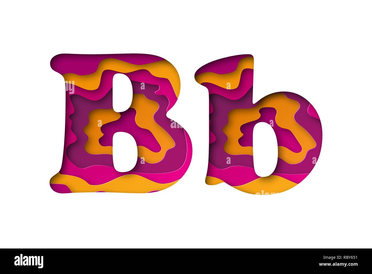 Modern paper art of the colored letter B. Vector illustration. Letter B ...