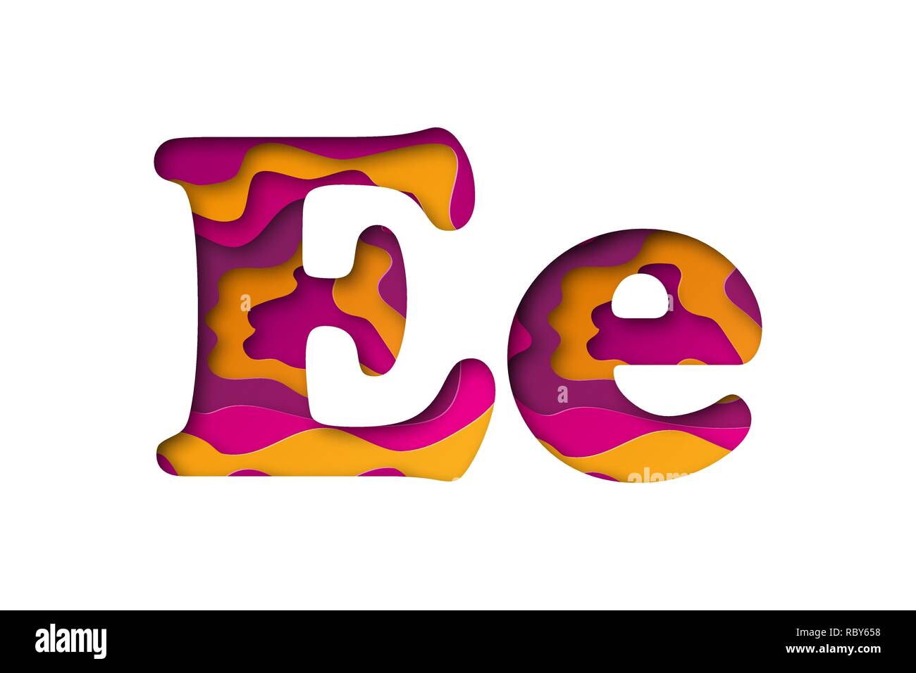 Modern paper art of the colored letter E. Vector illustration. Letter E ...