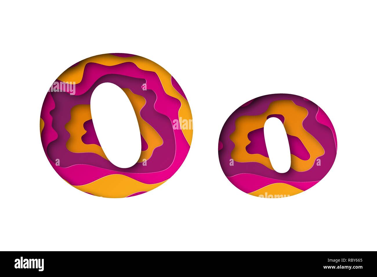 Modern paper art of the colored letter O. Vector illustration. Letter O ...